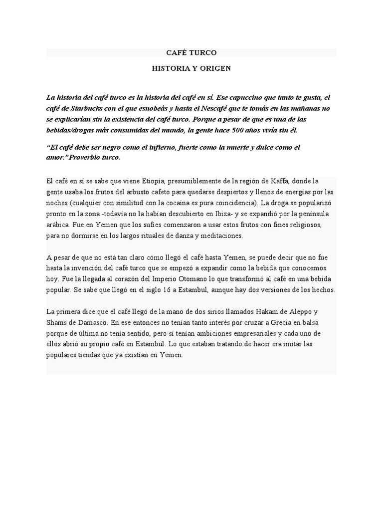 CAFE TURKO Proyecto | PDF