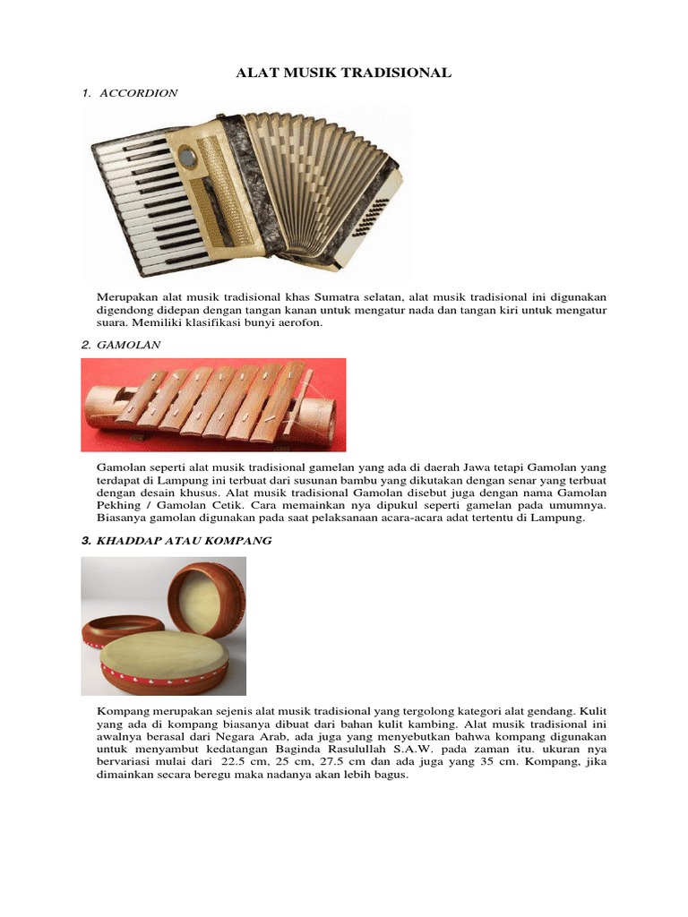 Alat Musik Tradisional Indonesia | PDF