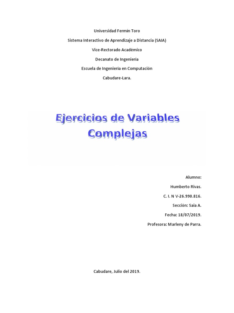 Variables Complejas | PDF