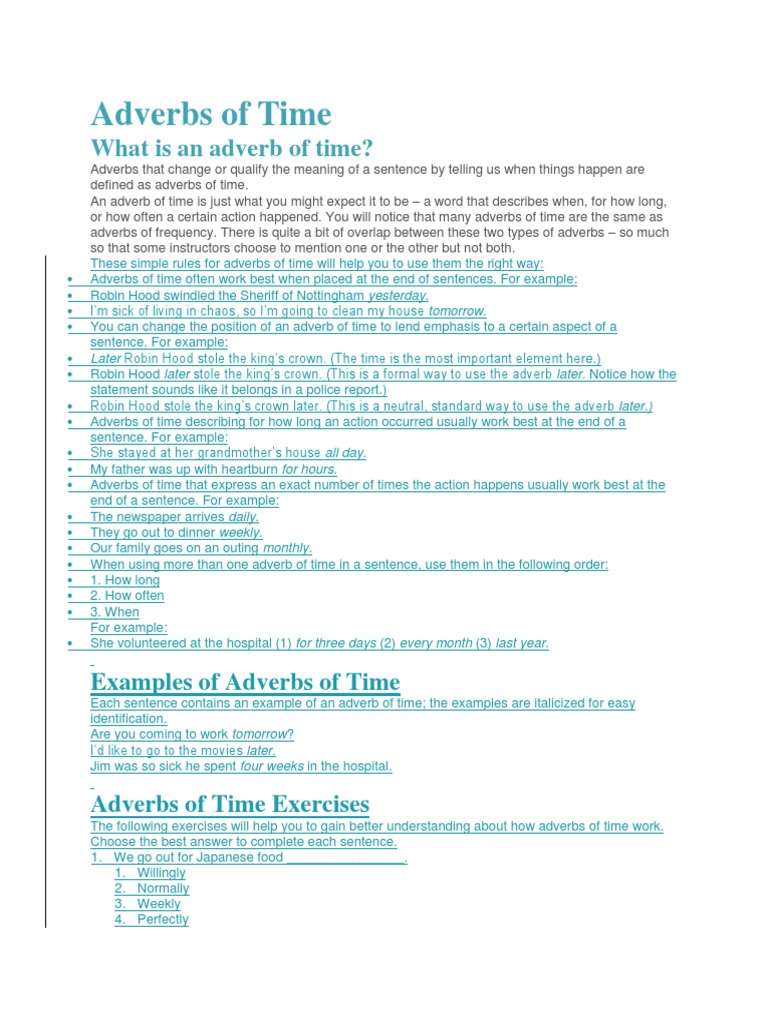 Adverbs of Time | PDF