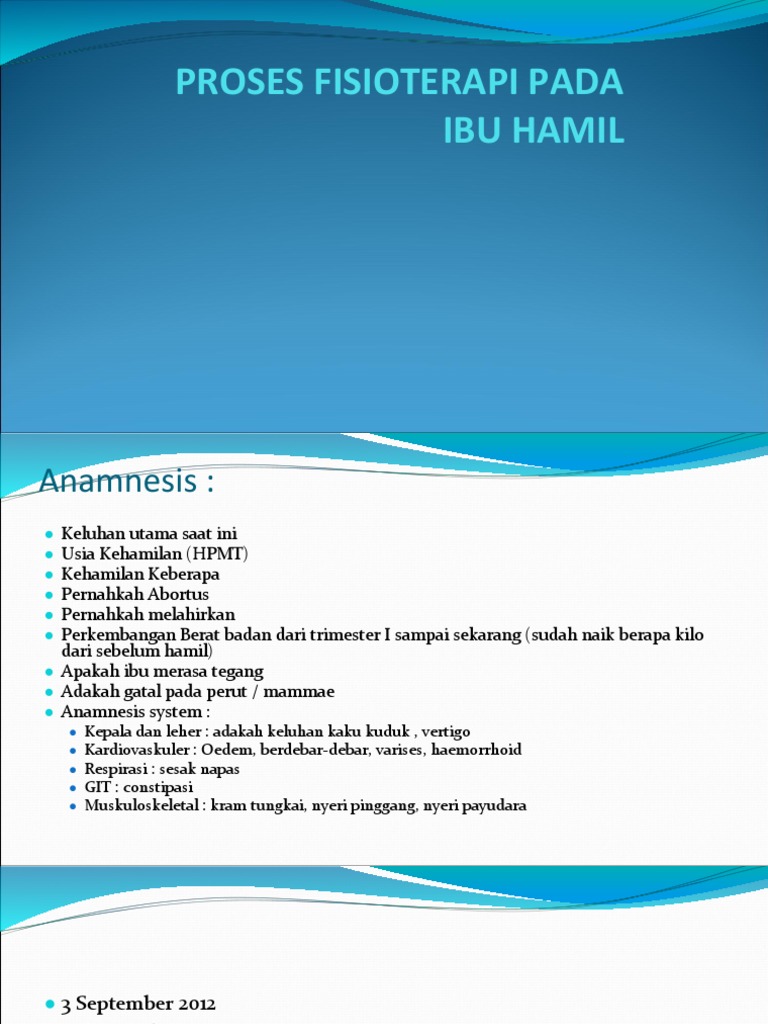 Assesment Dan Proses Fisioterapi Pada Ibu Hamil | PDF