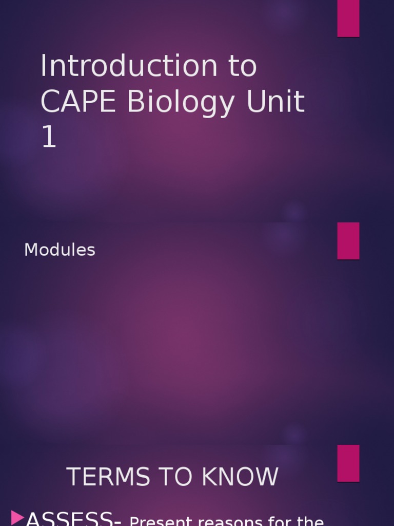 Introduction To CAPE Biology Unit 1 | PDF