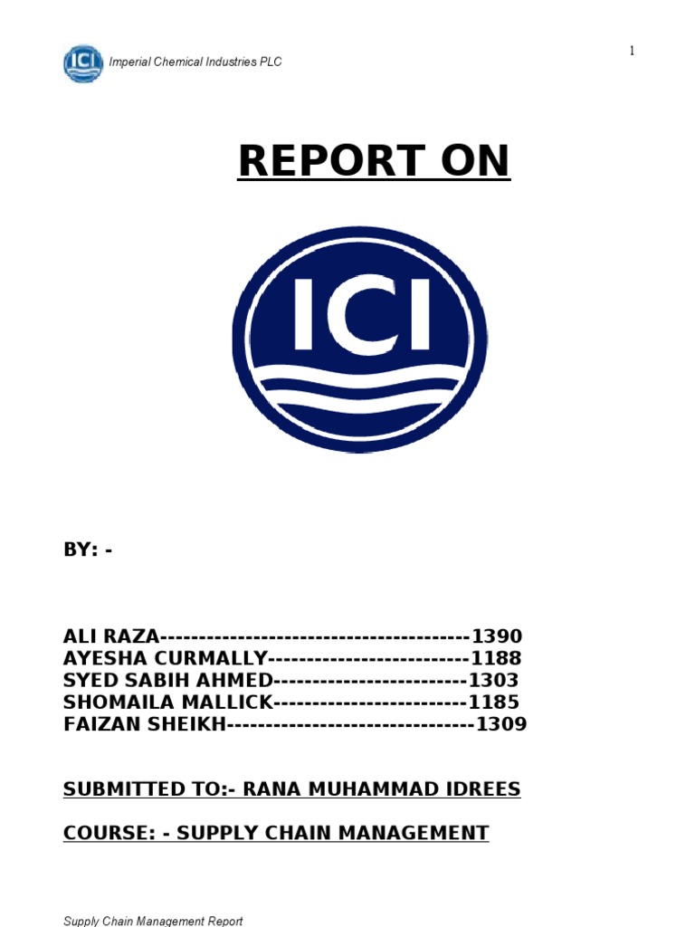 ICI PLC Supply Chain Management Report | PDF | Supply Chain | Strategic ...