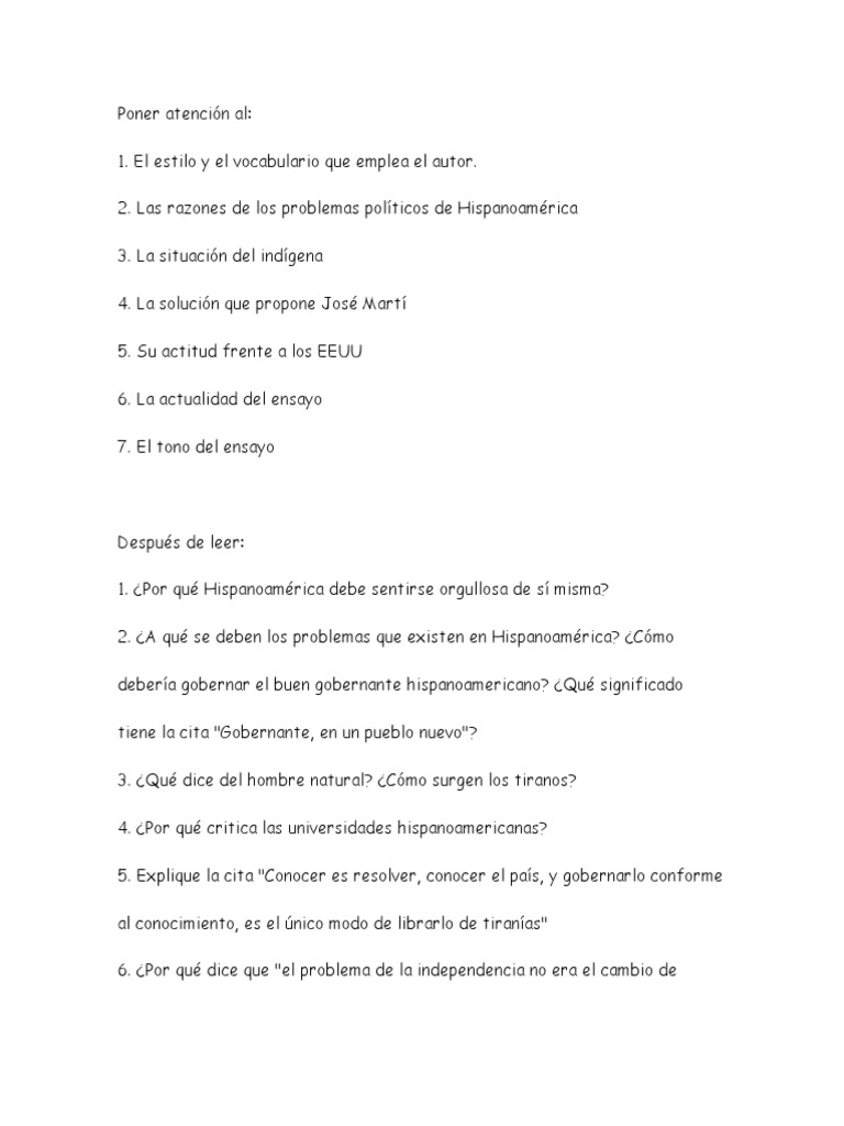 Nuestra America - Jose Marti | PDF | Conocimiento