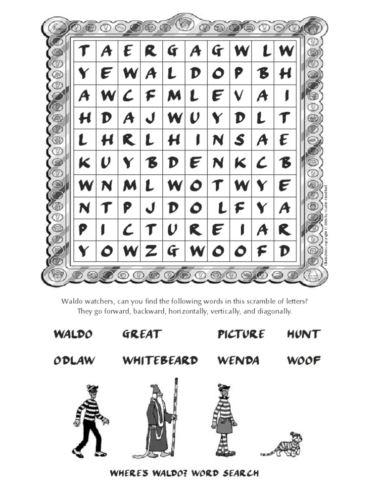 Where's Waldo? Activity Sheet #1 Word Search | PDF
