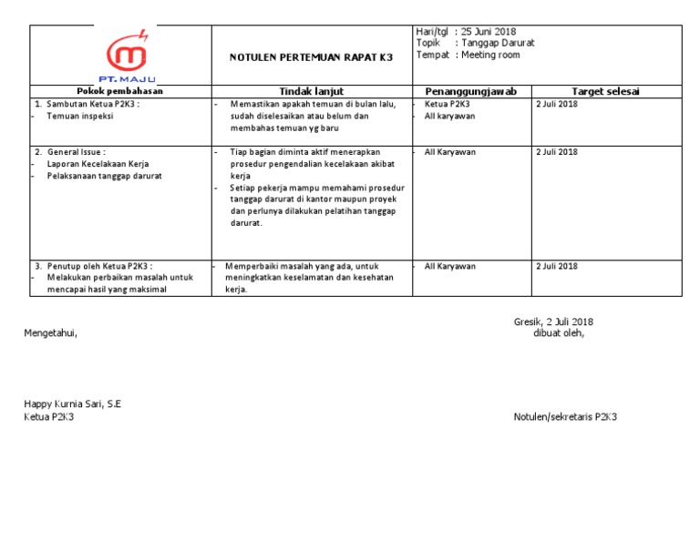 Notulen Safety Meeting Juni | PDF