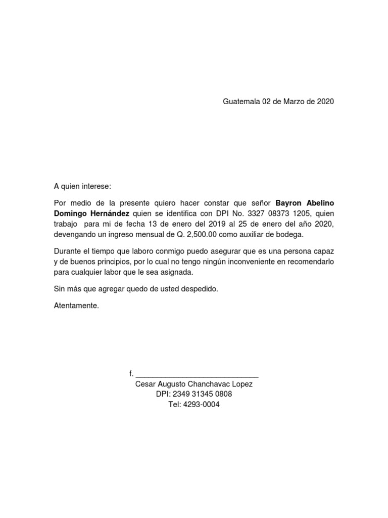 Carta Laboral | PDF