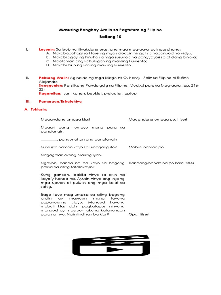 Masusing Banghay Aralin Sa Pagtuturo NG Filipino 10 | PDF