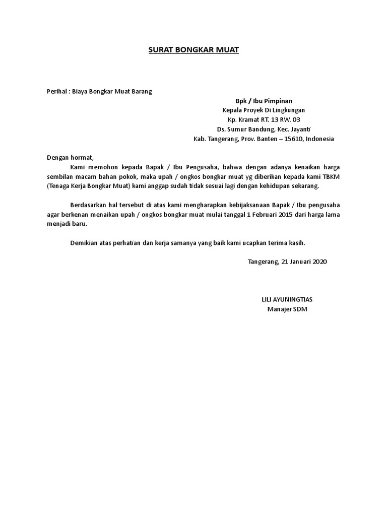 Surat Bongkar Muat | PDF