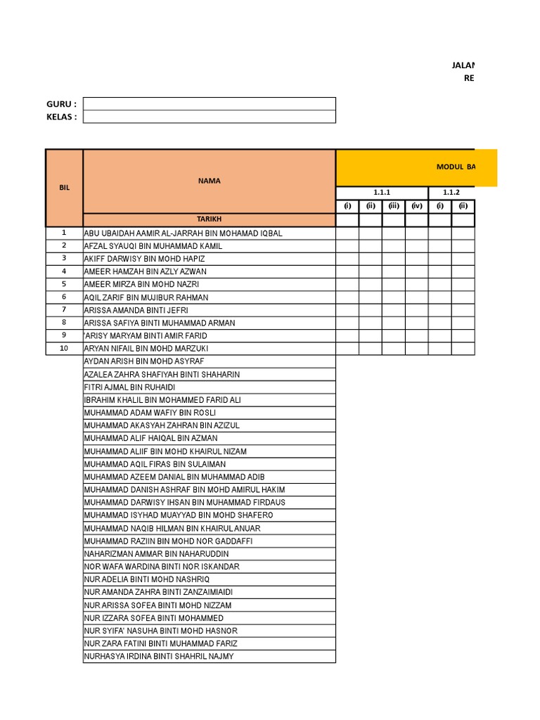 Rekod Transit PBD PSV Tahun 1-6 | PDF
