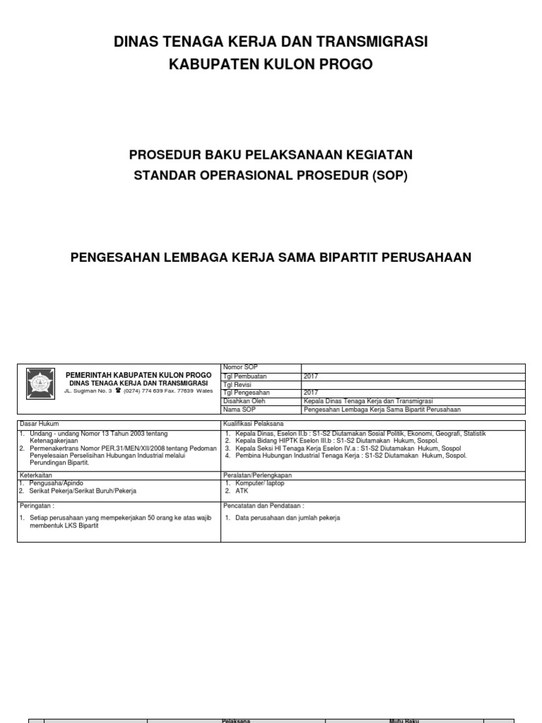 Prosedur Pengesahan LKS Bipartit | PDF