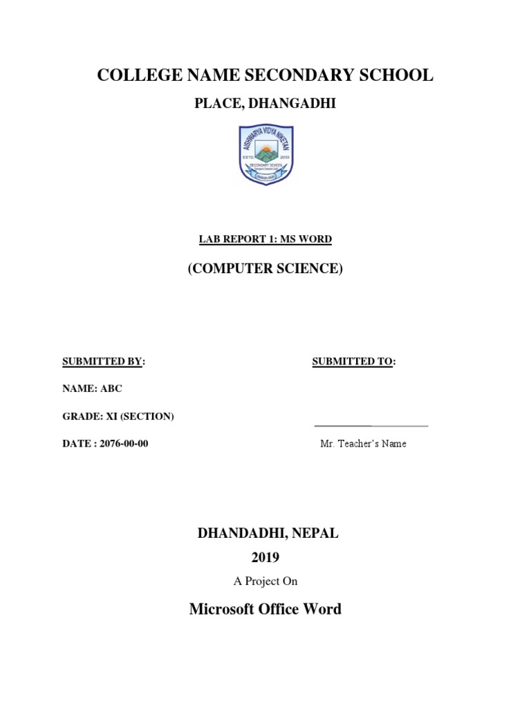 Class 11 Project Format Ms Word | PDF