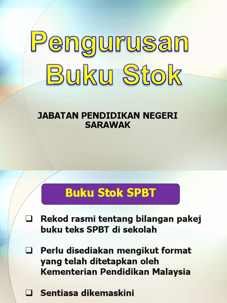 Pengurusan Buku Stok SPBT | PDF