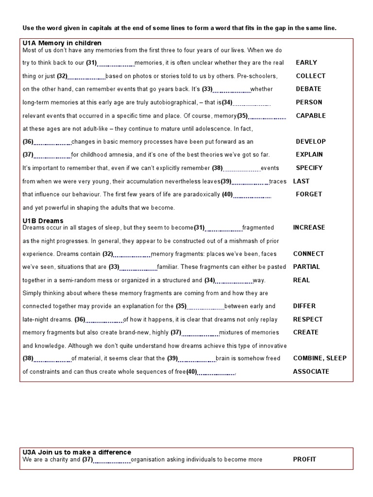 Word Formation Exercises | PDF