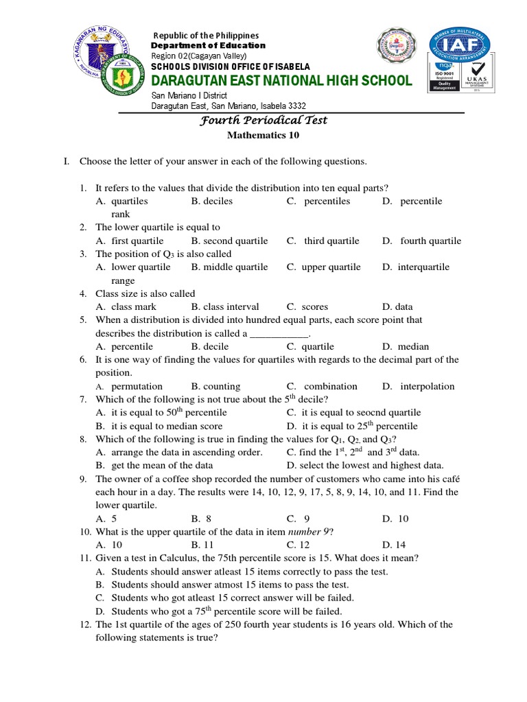 Math 10 4TH Quarter | PDF