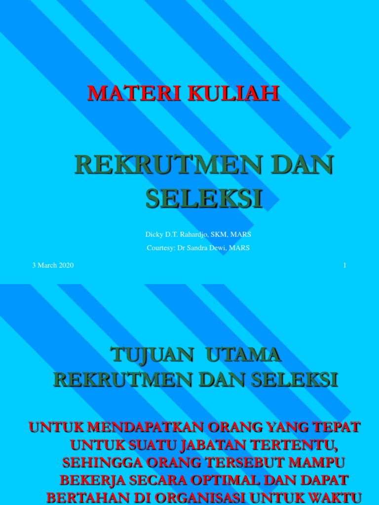 Rekrutmen Dan Seleksi | PDF | Karier & Perkembangan | Bisnis