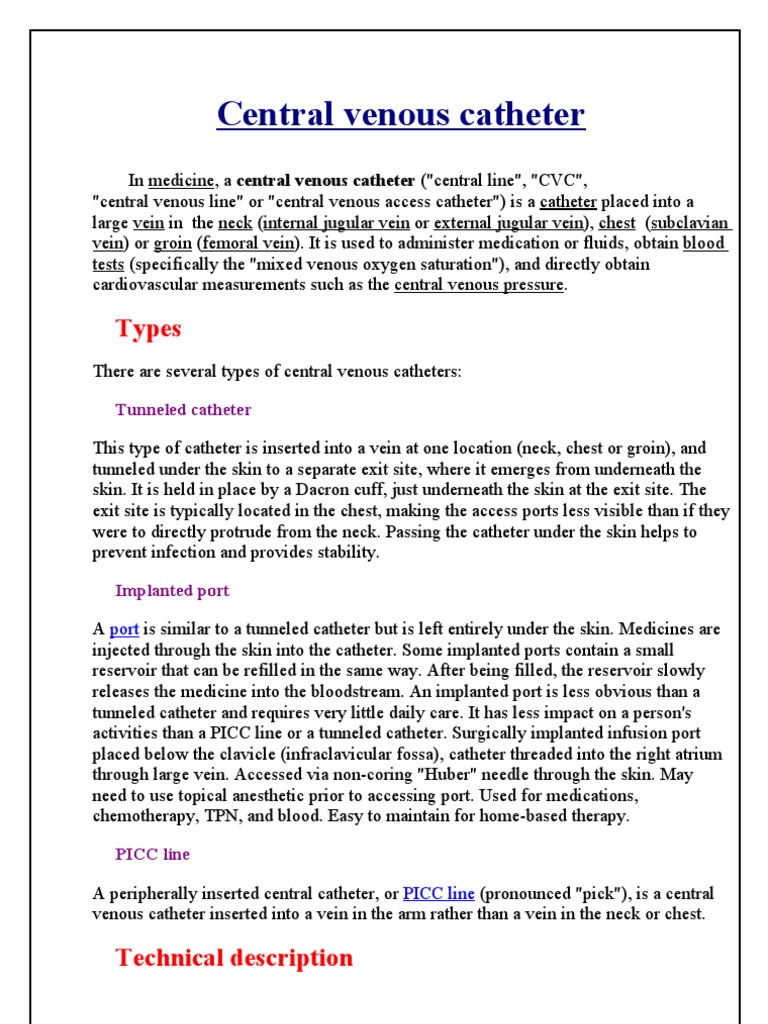 Central Venous Catheter | PDF | Medical Equipment | Medicine