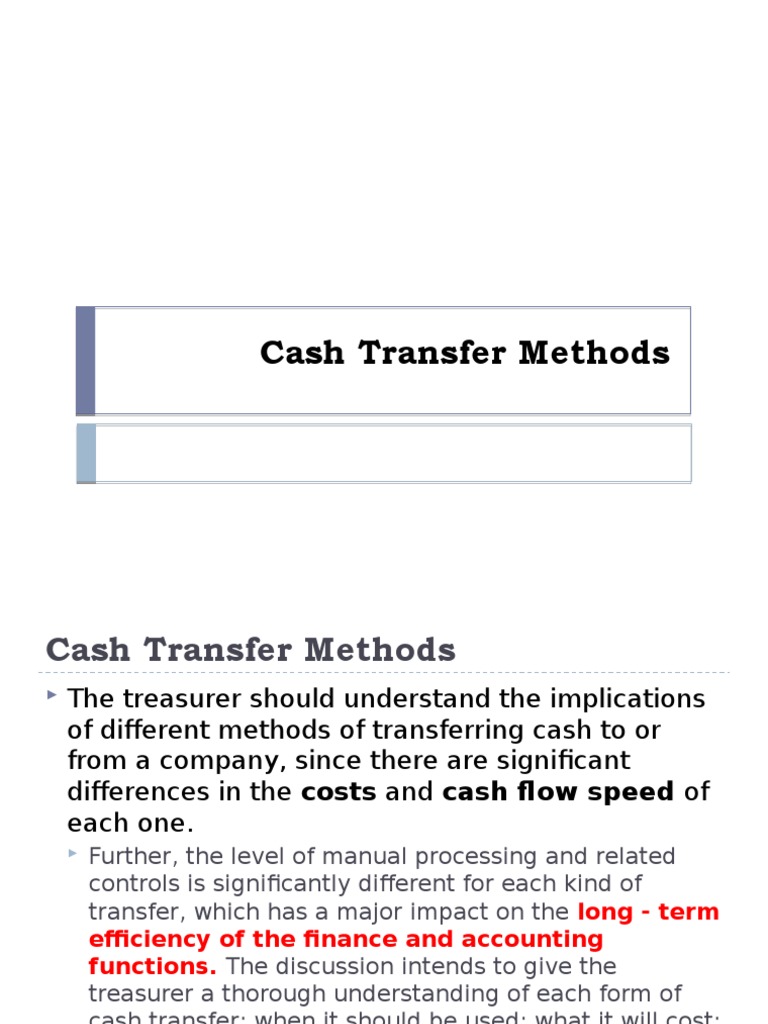 Overview of Cash Transfer Methods | PDF | Finance & Money Management