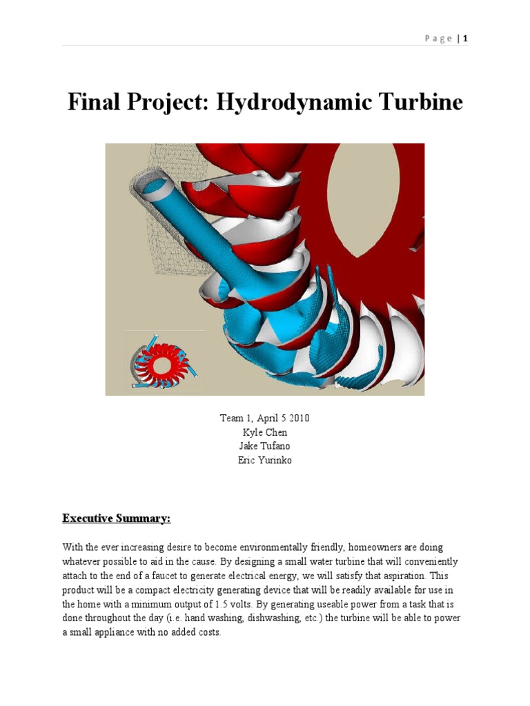 Final Project: Hydrodynamic Turbine: Executive Summary | PDF | Turbine ...