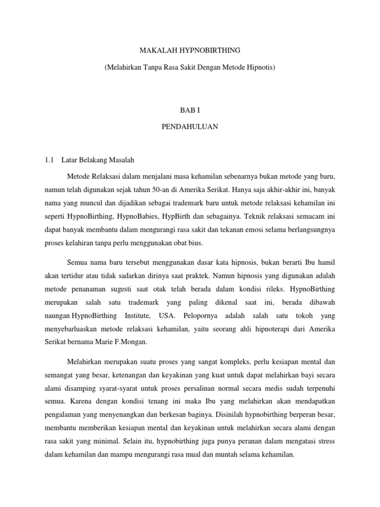 Makalah Hypnobirthing | PDF