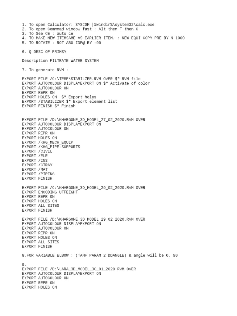 AVEVA Commands | PDF