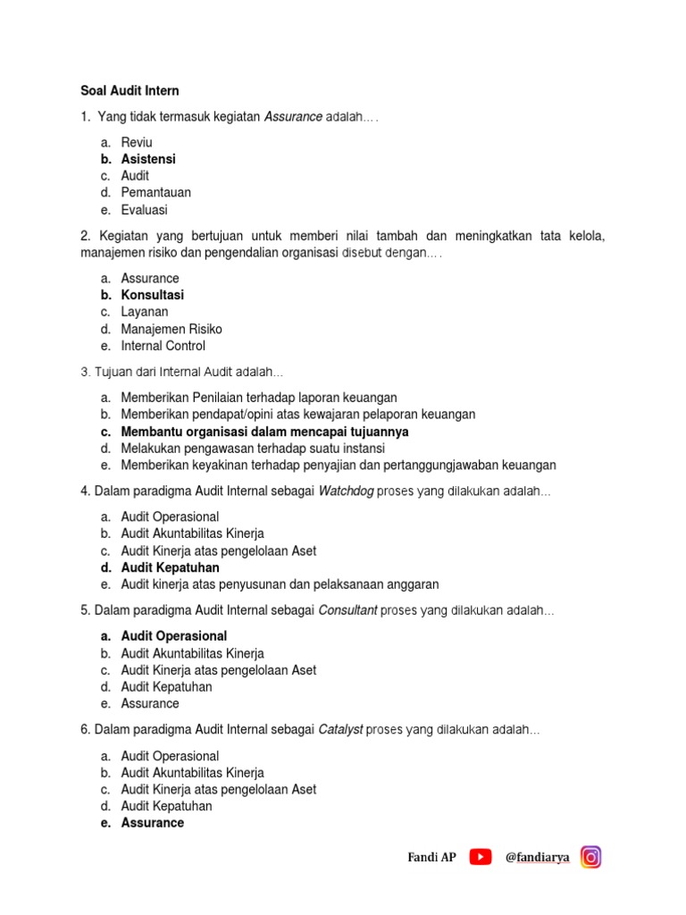 Contoh Soal Audit Internal | PDF