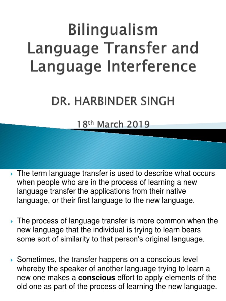Language Transfer and Language Interference | PDF