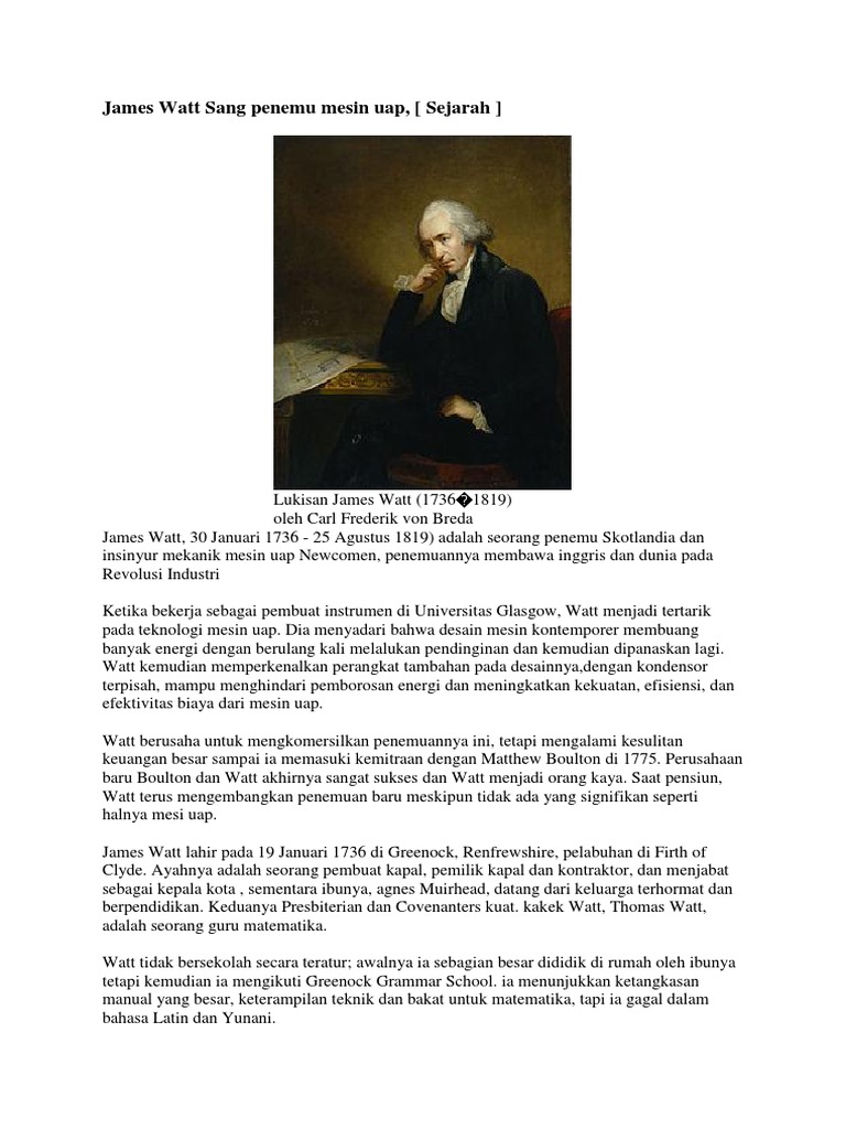James Watt Sang Penemu Mesin Uap | PDF
