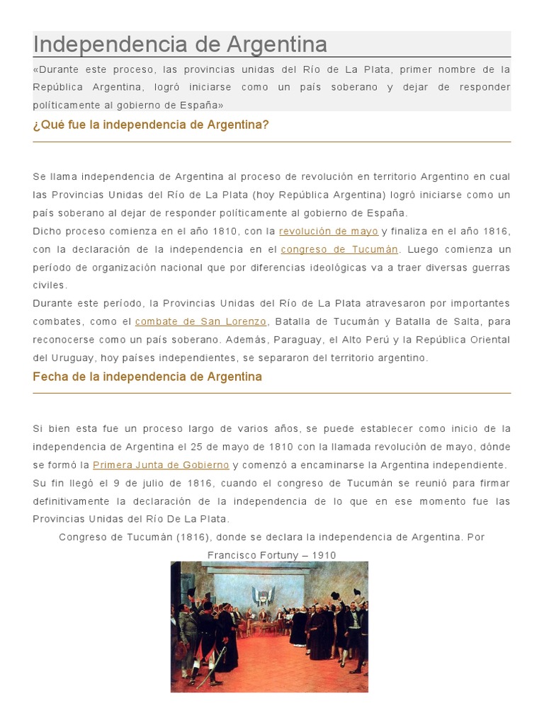 Historia de la Independencia Argentina | PDF | Historia | Política