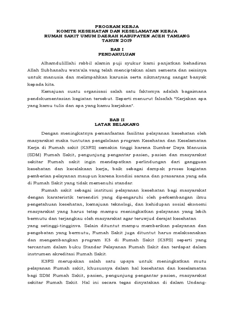 PROGRAM KERJA k3RS 2021 | PDF