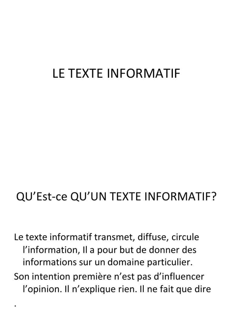 Le Texte Informatif PDF | PDF | Sciences et mathématiques