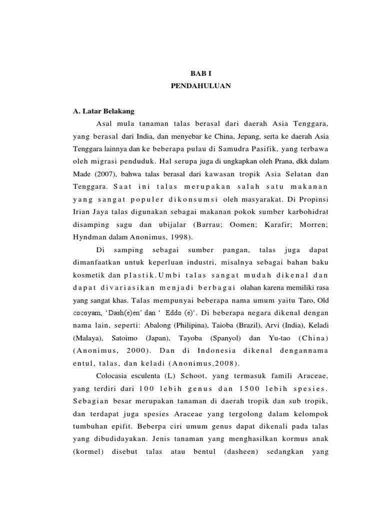 Makalah Pangan Tanaman Talas | PDF