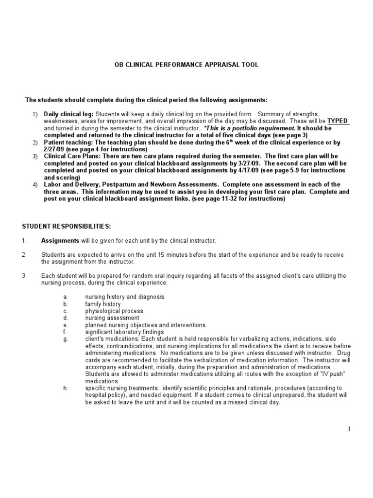Nur 318 Ob Clinical Assignment | PDF | Childbirth | Anatomical Terms Of ...