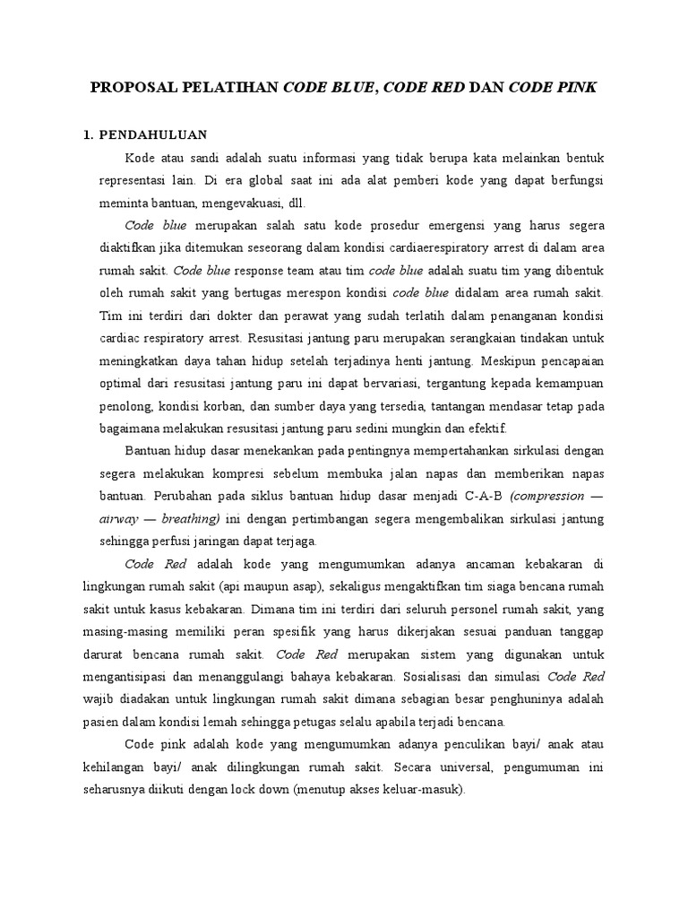 Proposal CODE BLUE, CODE RED Dan CODE PINK | PDF