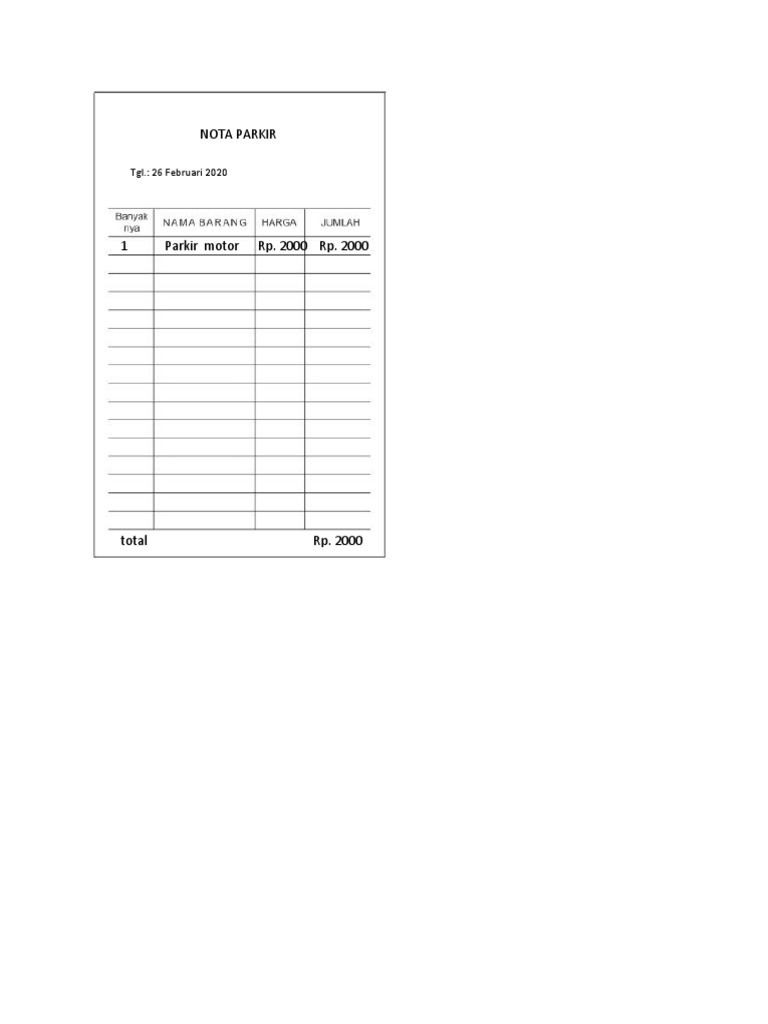 Nota Parkir | PDF