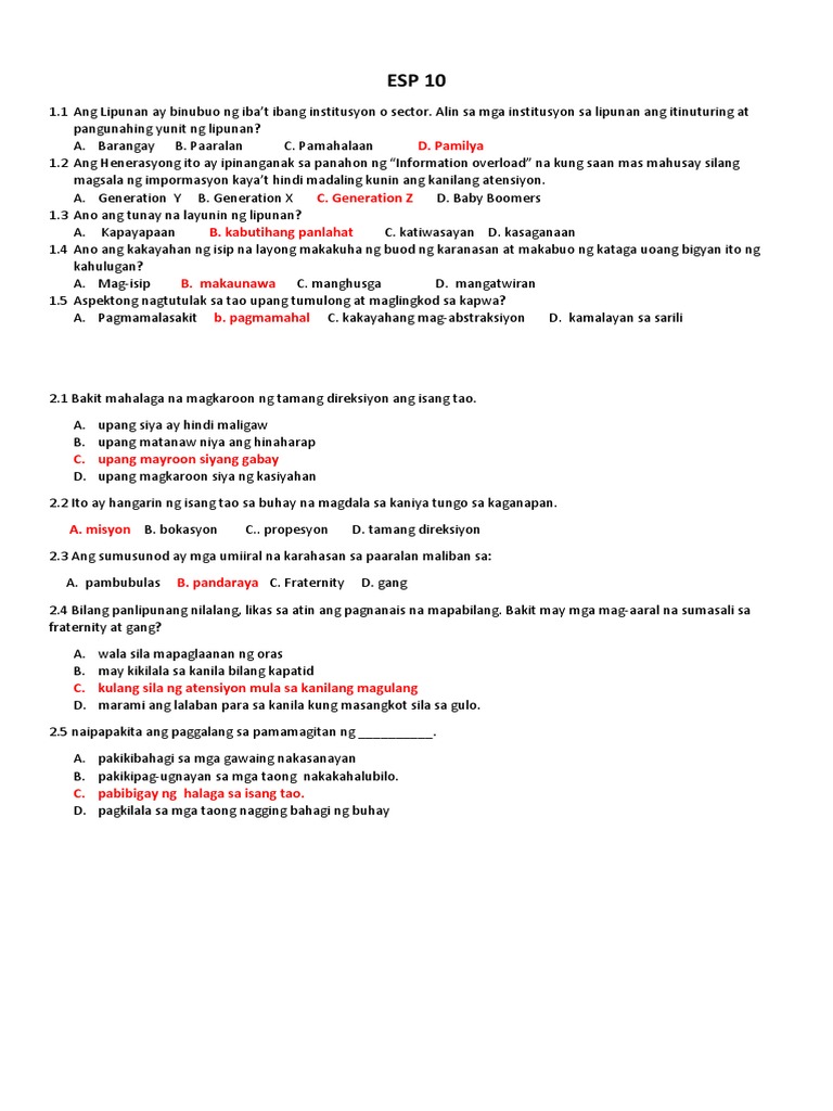 Quiz Bee ESP 2019 | PDF