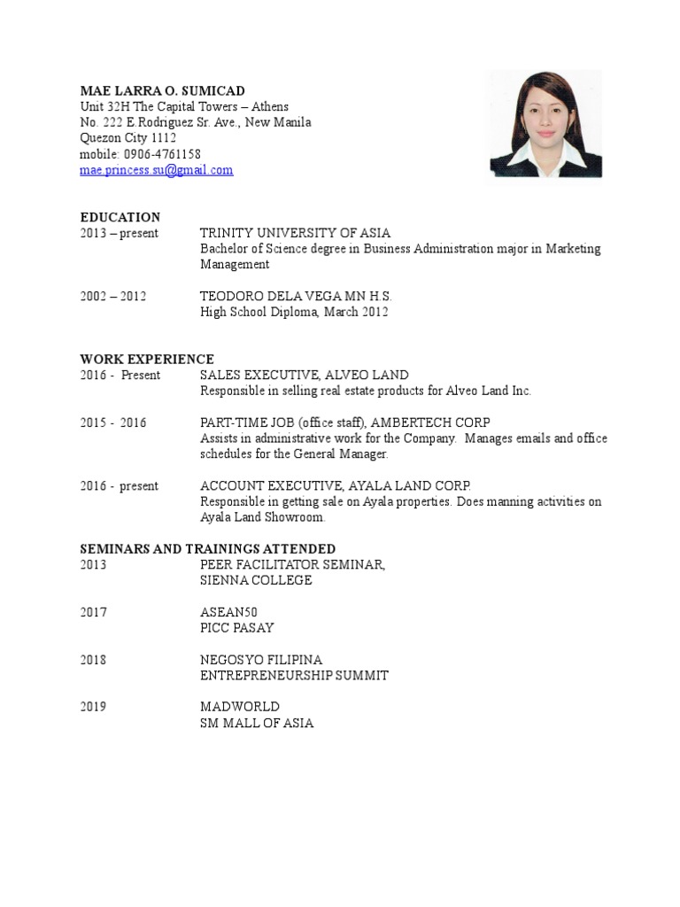 Mae Larra Sumicad Resume | PDF