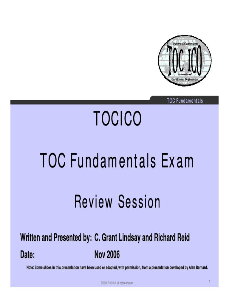 TOCICO TOC Fundamentals Exam - 66 | PDF