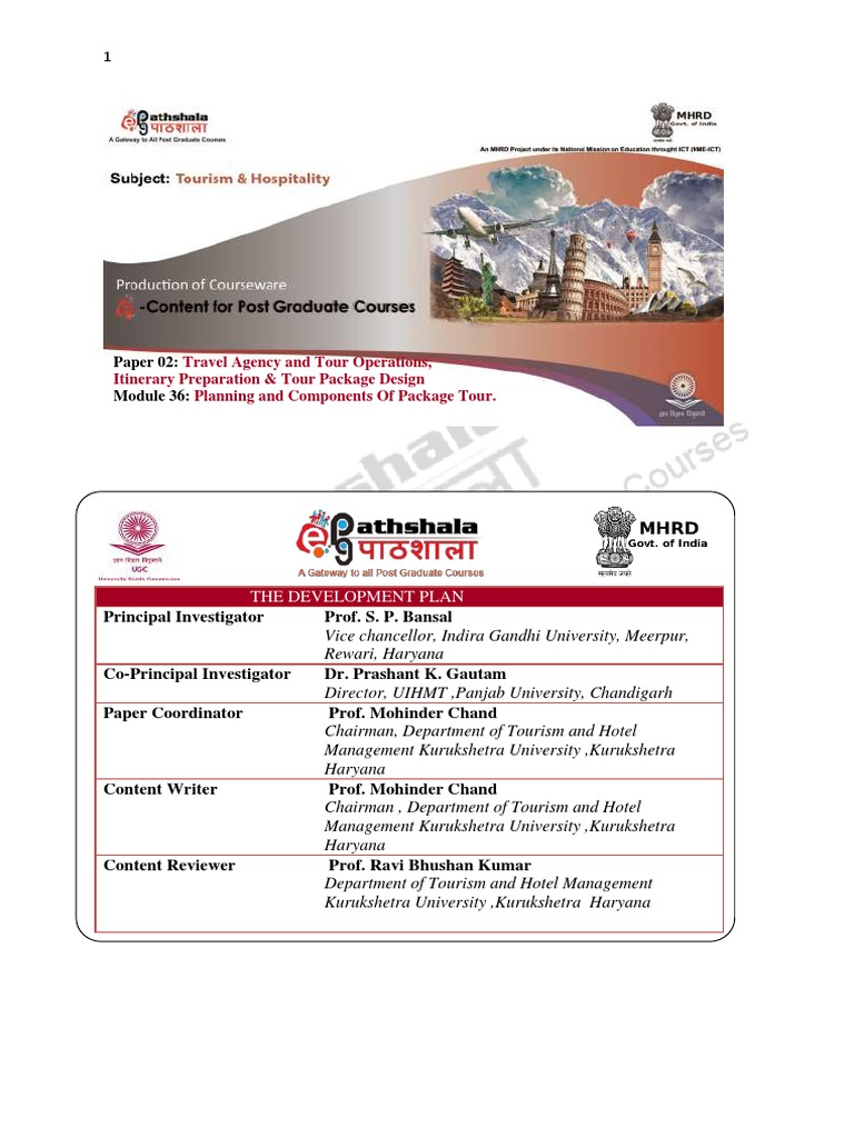 Planning and Organising A Tour | PDF