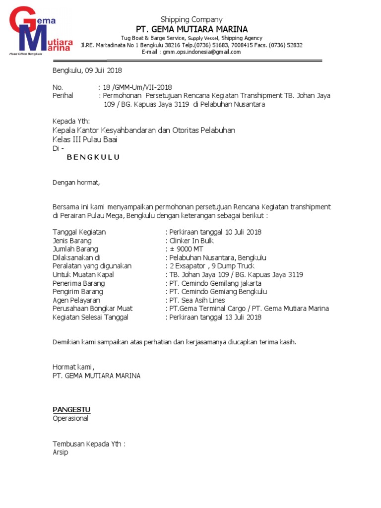 Permohonan Izin Bunker TB. Alpine Marine 23 | PDF