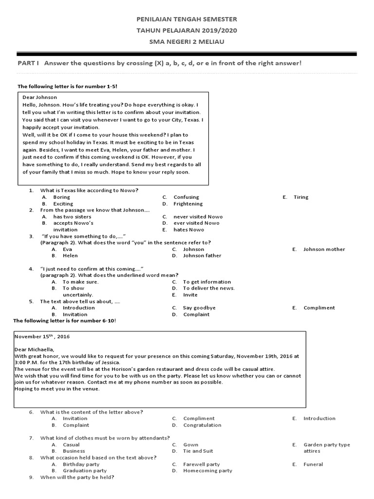 Soal PTS Genap Bing Xi K13 | PDF