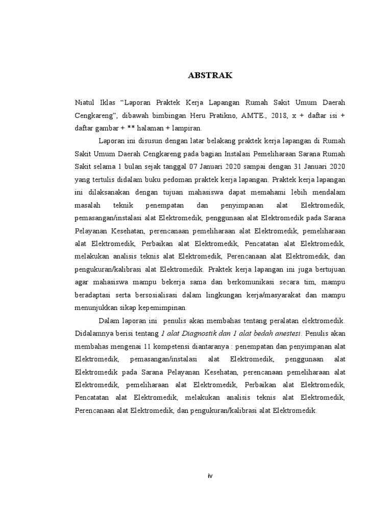 Contoh Abstrak Laporan | PDF