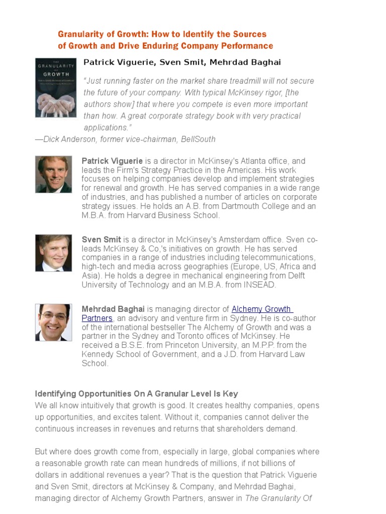 Granularity of Growth | PDF | Mc Kinsey & Company | Market Segmentation
