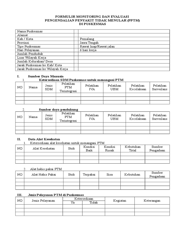 Formulir Monitoring Dan Evaluasi | PDF