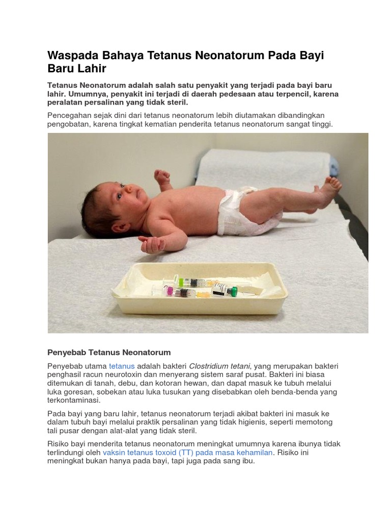 Waspada Bahaya Tetanus Neonatorum Pada Bayi Baru Lahir | PDF