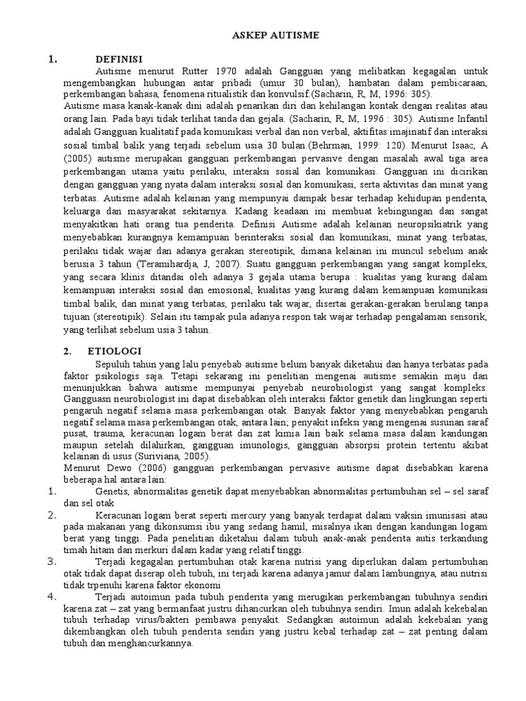 Asuhan Keperawatan Anak Dengan Autisme | PDF