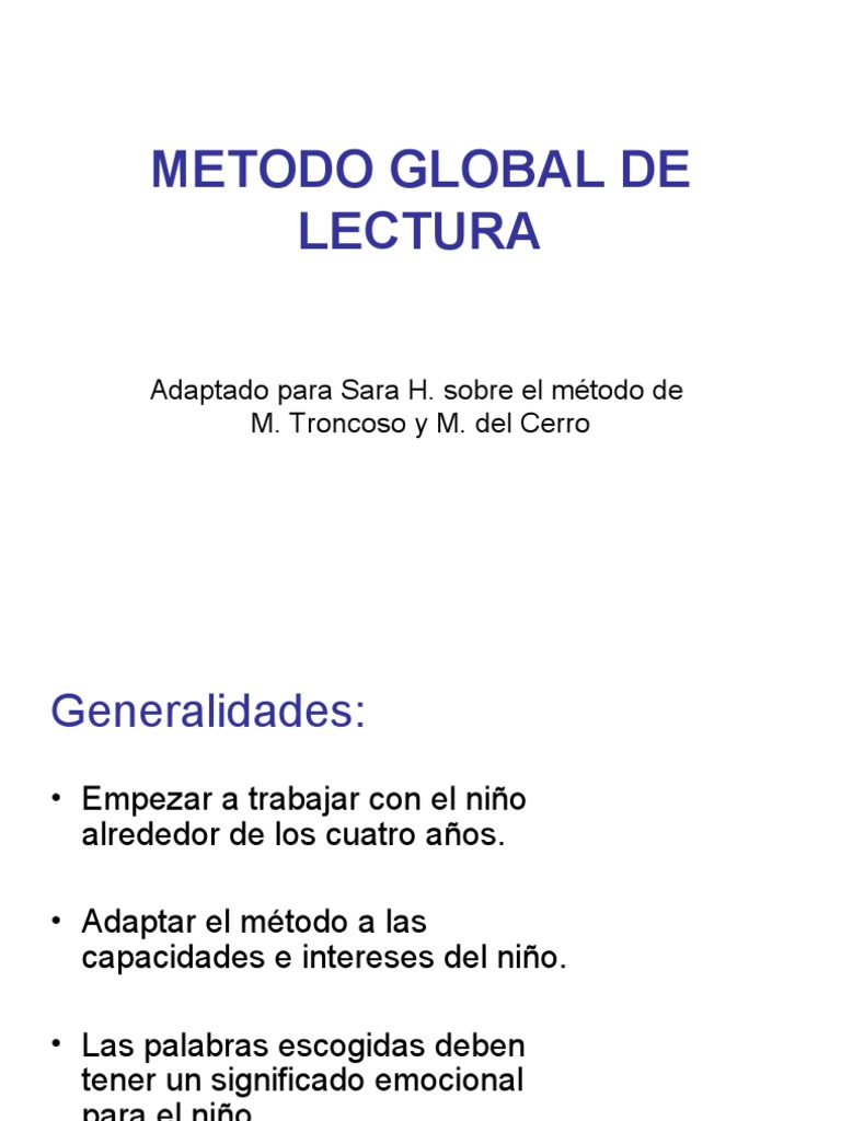 Metodo Global de Lectura | PDF | Cognición