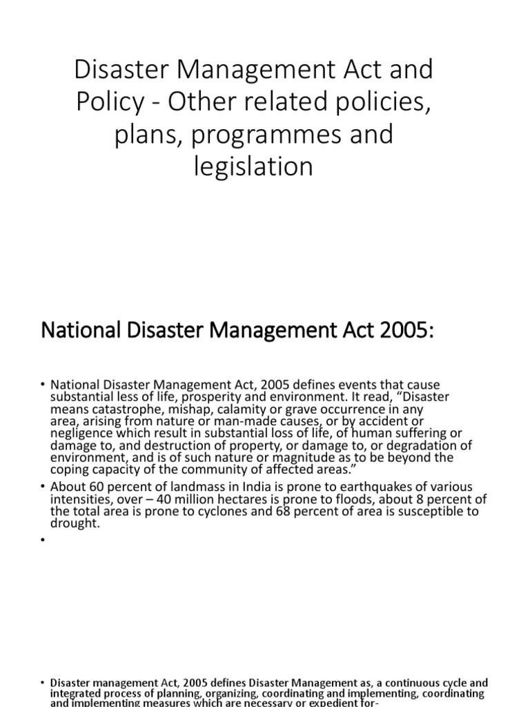 Overview of Disaster Management Act 2005 | PDF | Politics | Social Science