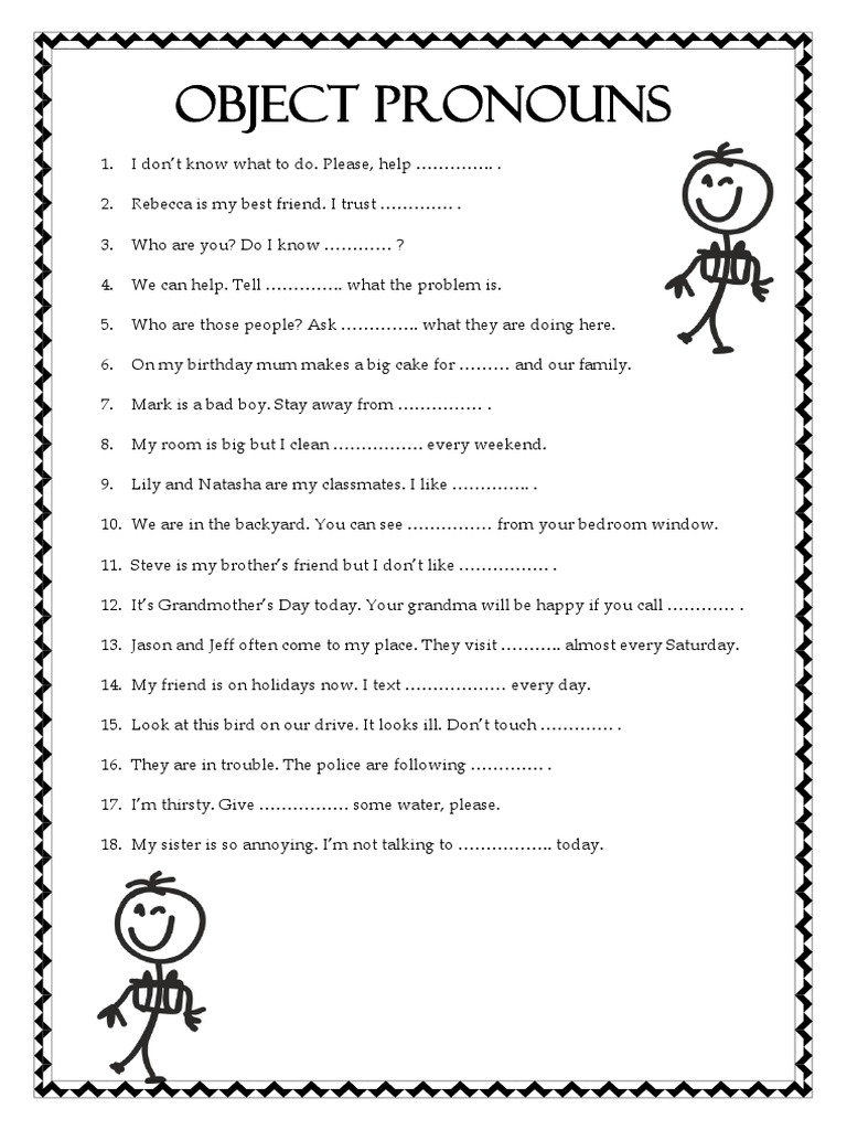 Object Pronouns Grammar Drills - 97188 | PDF