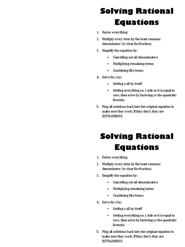 Foldable Solving Rational Equations | PDF